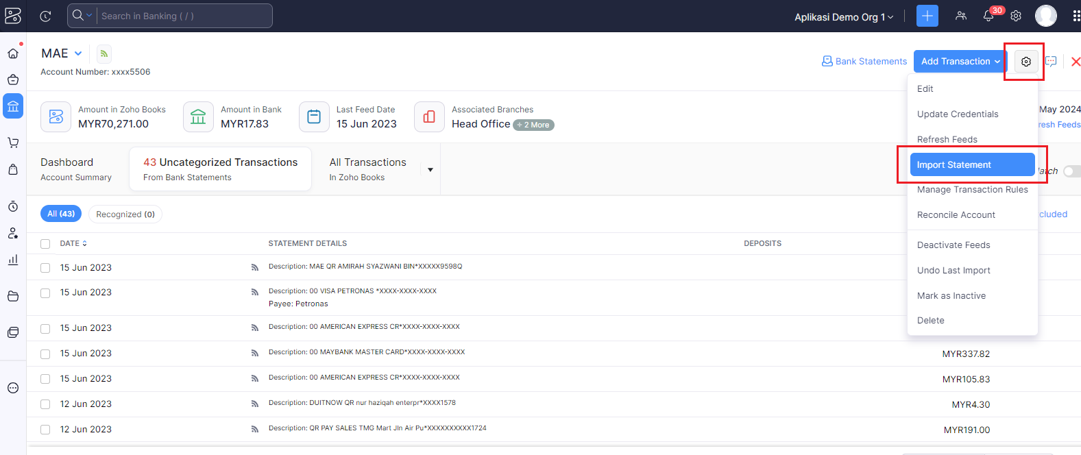 How to Manually Import and Upload Bank Statements in Zoho Books