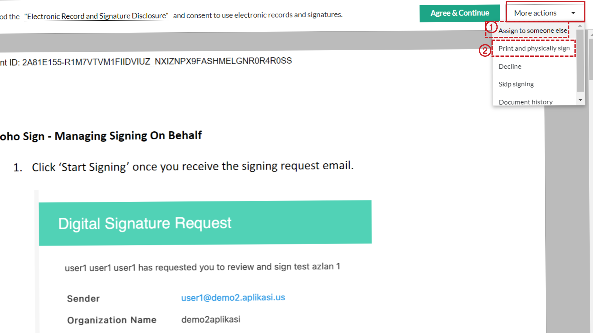 Zoho Sign: How to Sign or Delegate on Behalf of Someone